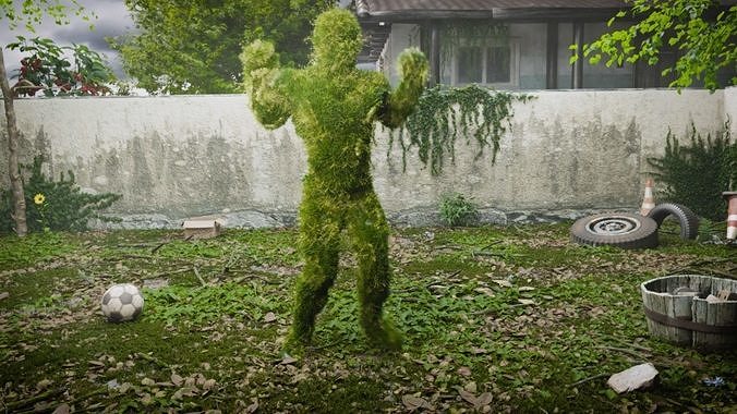 Grass man and his world 3D model animated rigged | CGTrader
