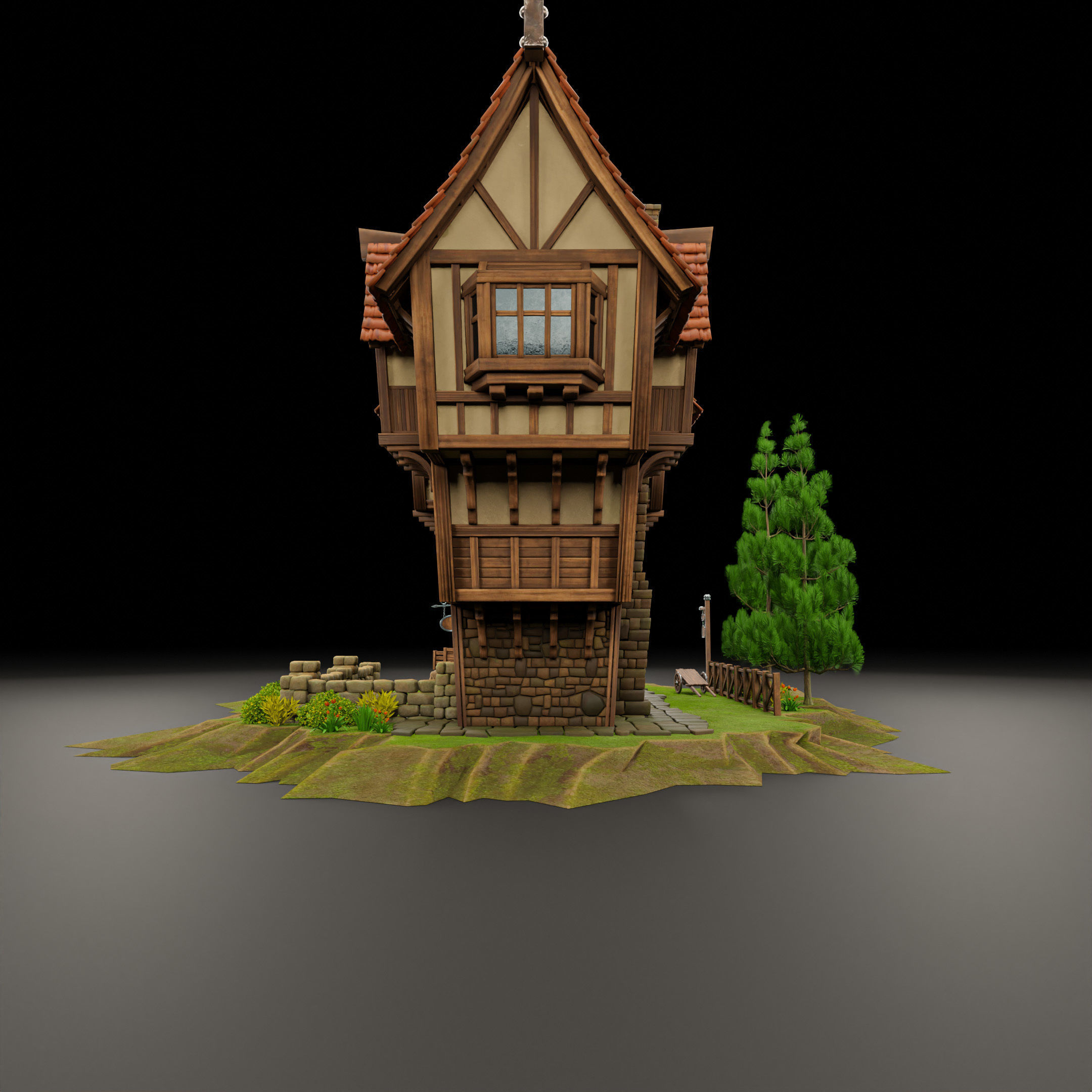 3D model STYLIZED MEDIEVAL BUILDING 05 PRINT READY VR / AR / low-poly ...