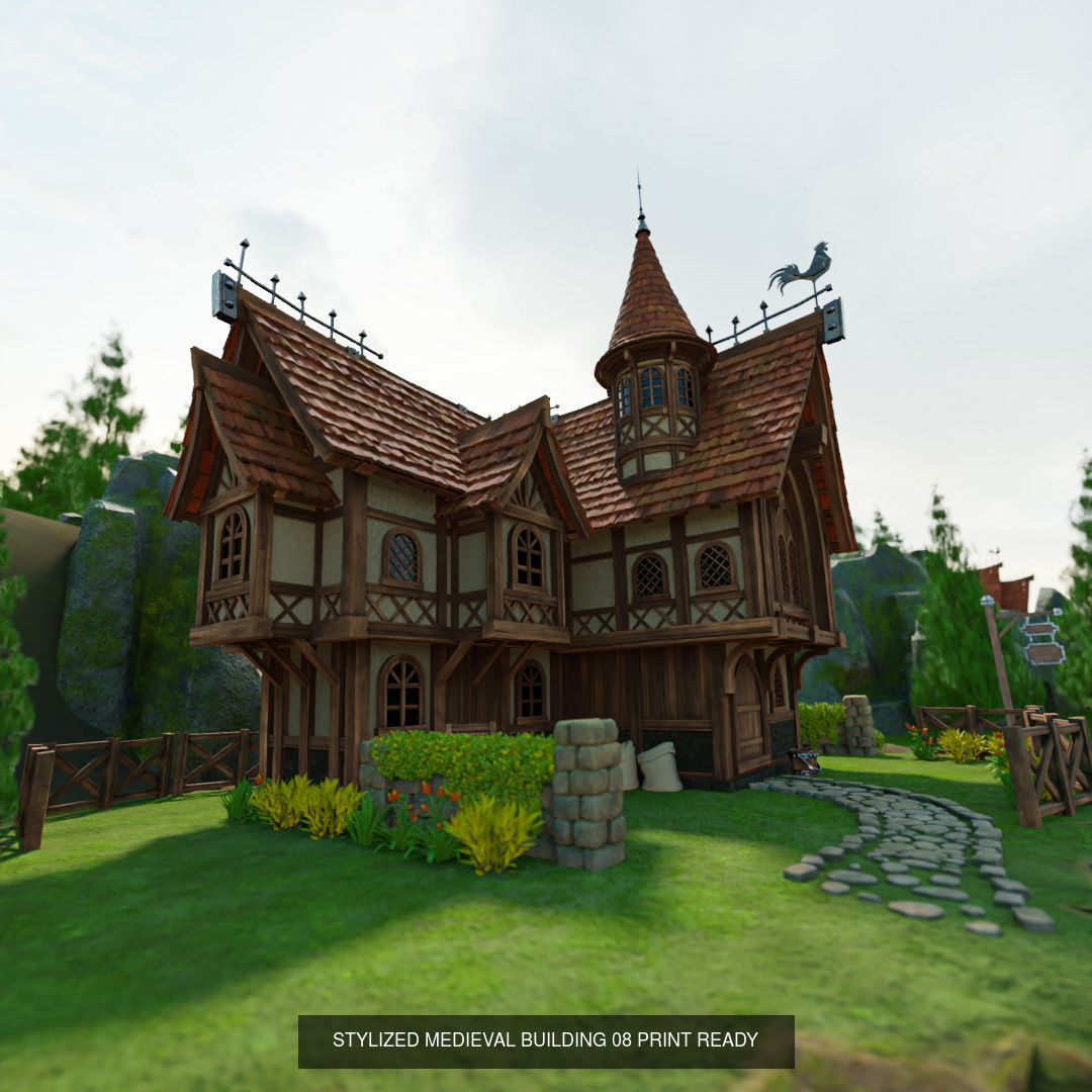 3D Model Collection STYLIZED MEDIEVAL BUILDING ENVIRONMENT PACK VR / AR ...