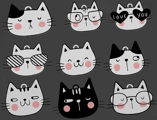 pack cats tags chapita para gatos gatitos pets pet tag 3D model | CGTrader