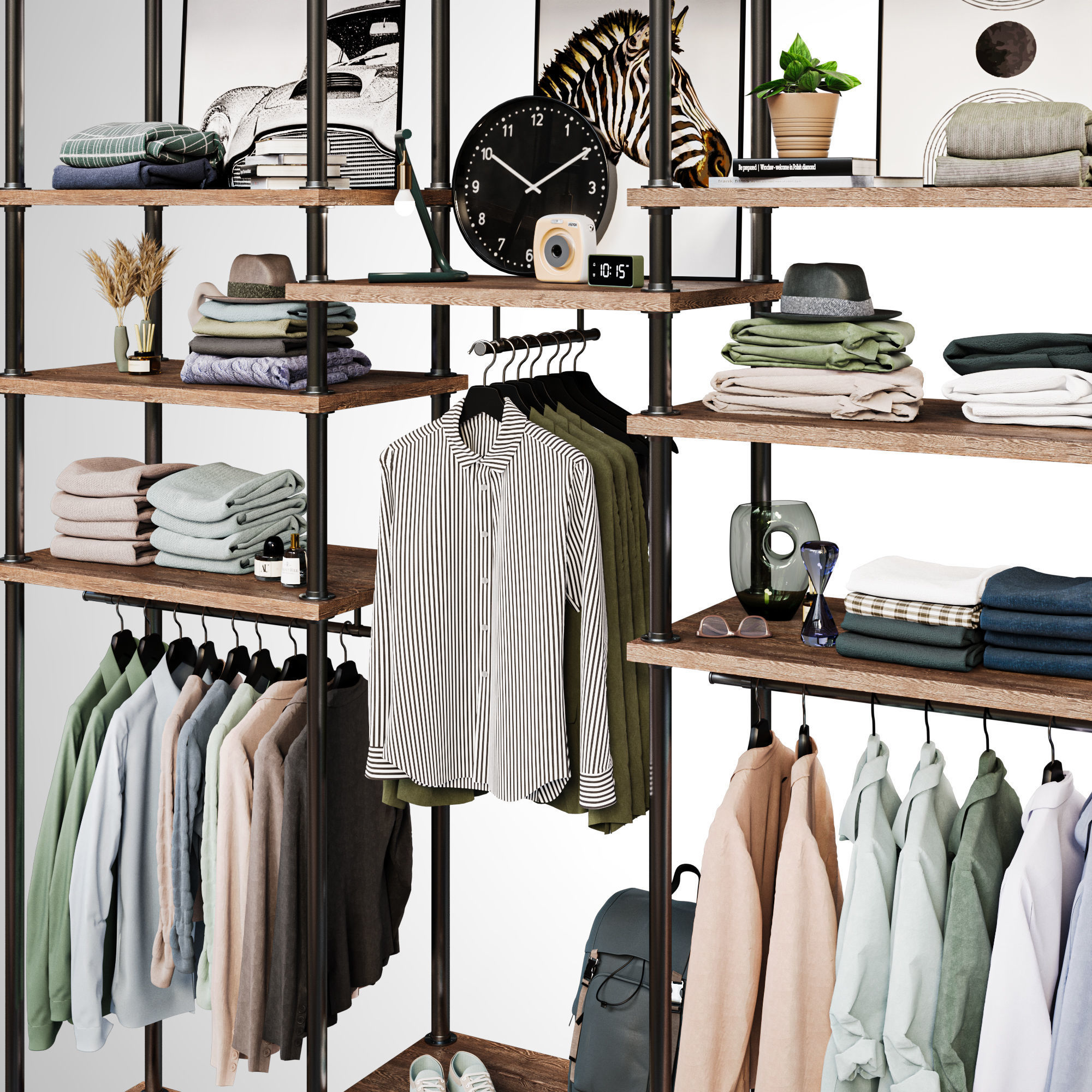 Wardrobe clothing store rack 3D model | CGTrader