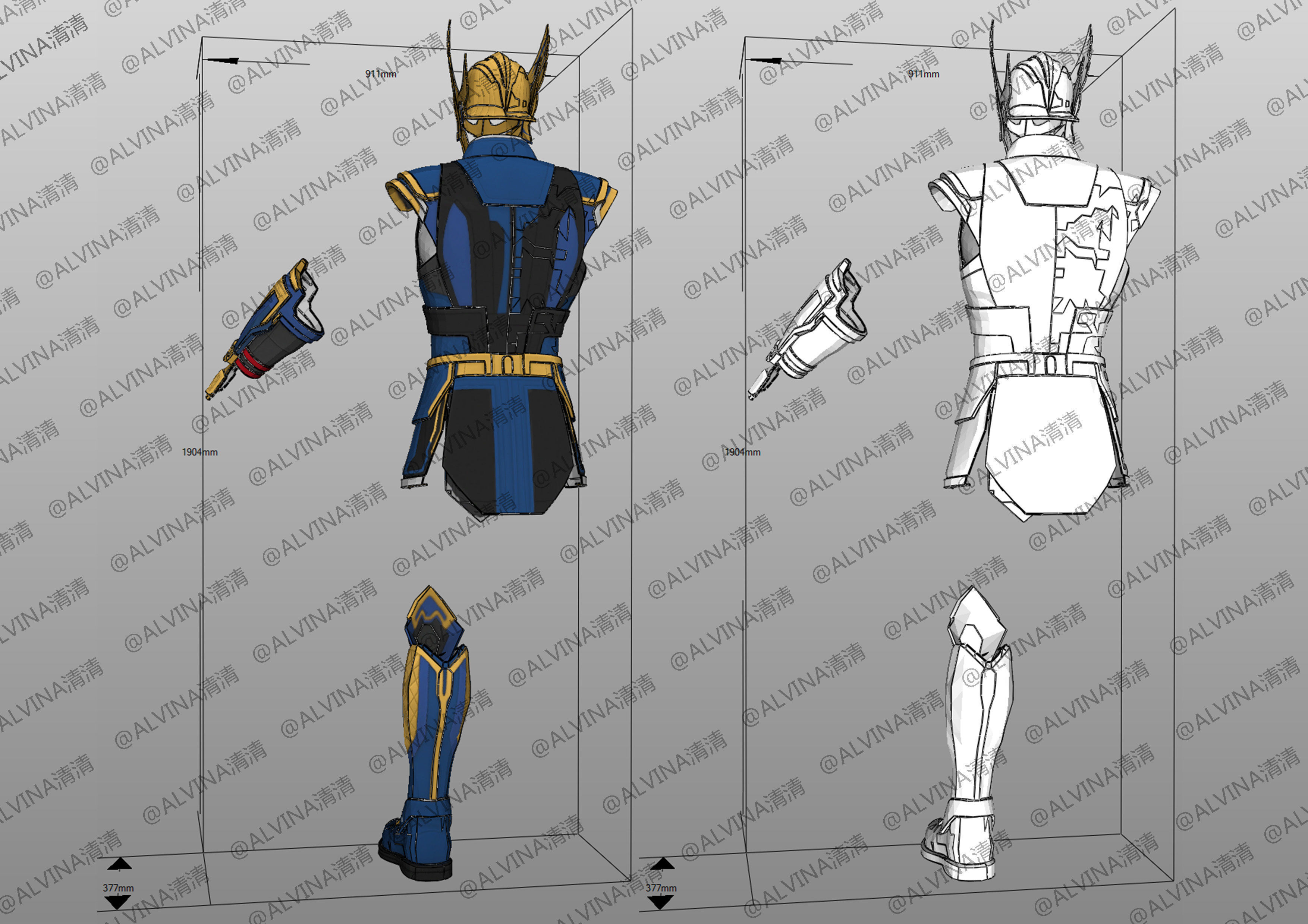 3D model Thor 2022 Armor - DIY Cosplay Pepakura Foam Template VR / AR ...