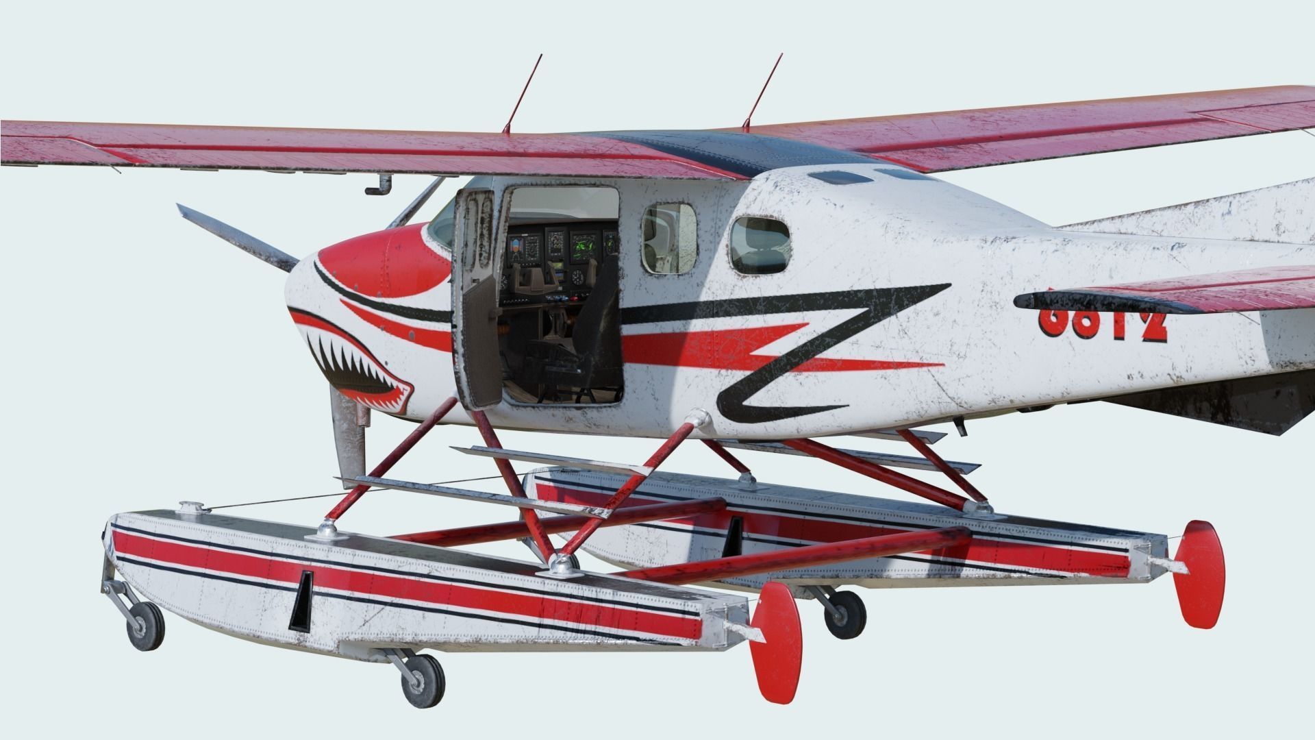 3D model Old Cessna 210 seaplane VR / AR / low-poly | CGTrader