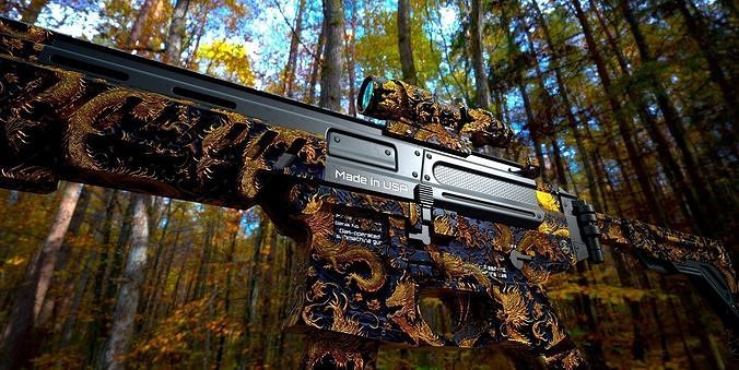 3D model SP SABER SMG Golden Dragon Skin VR / AR / low-poly | CGTrader