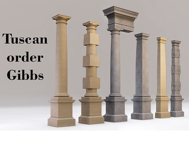 Tuscan column with pedestal and entablature Tuscan Order Gibbs 3D model | CGTrader
