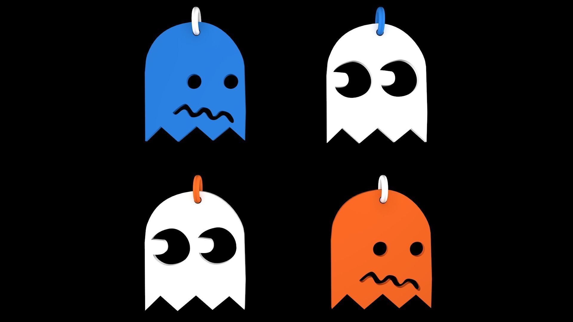 Pacman Plastic Pendant charm 3D model 3D printable | CGTrader