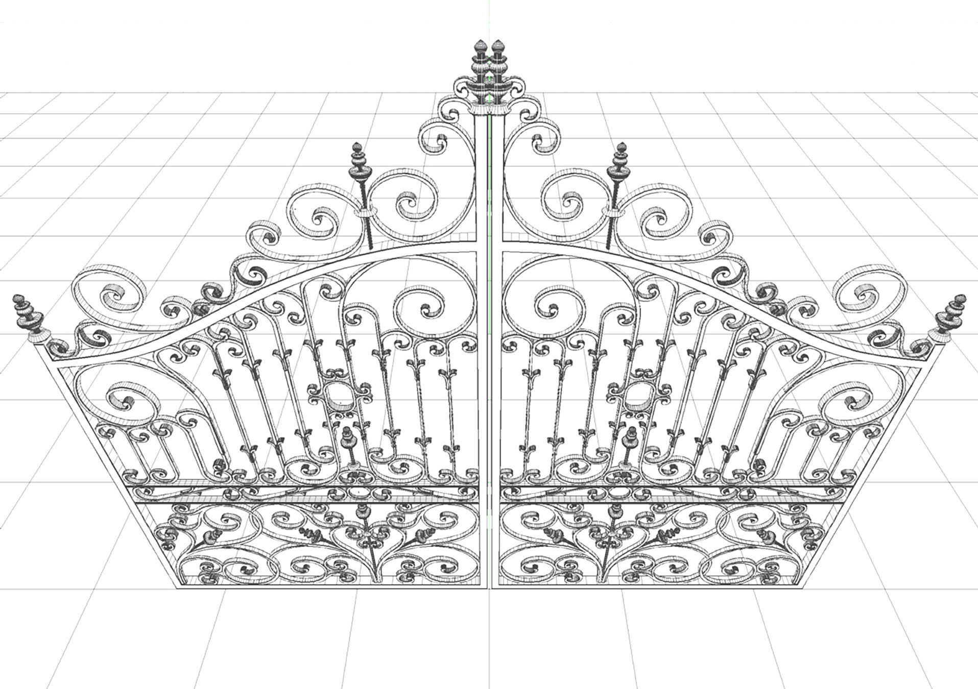Ornate Cast Iron Gates 3D model | CGTrader