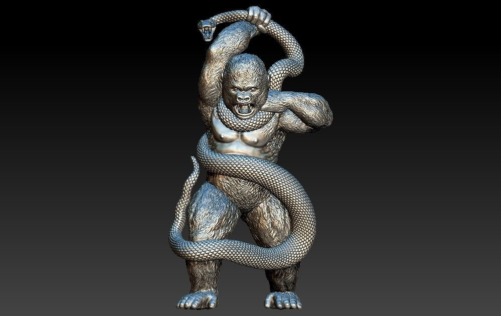 Gorilla vs Python Model 3D model 3D printable | CGTrader