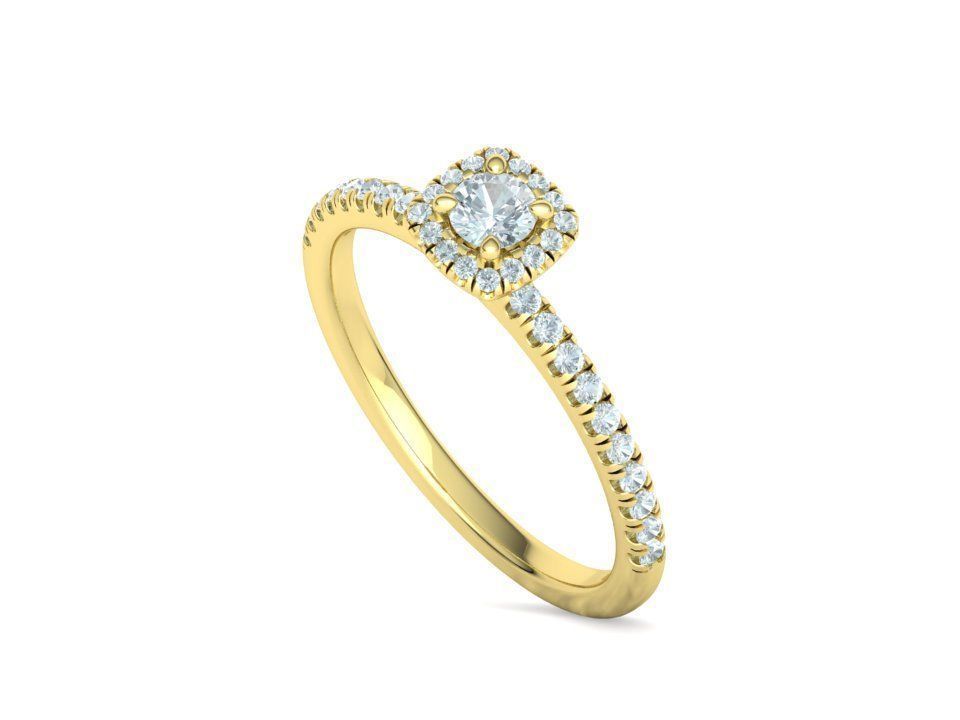 Halo Promise Ring Cushion Halo Engagement Ring 3dmodel 3D model 3D ...