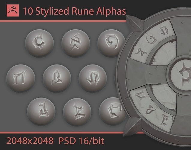 Stylized Rune Alphas PSD for Zbrush Texture | CGTrader
