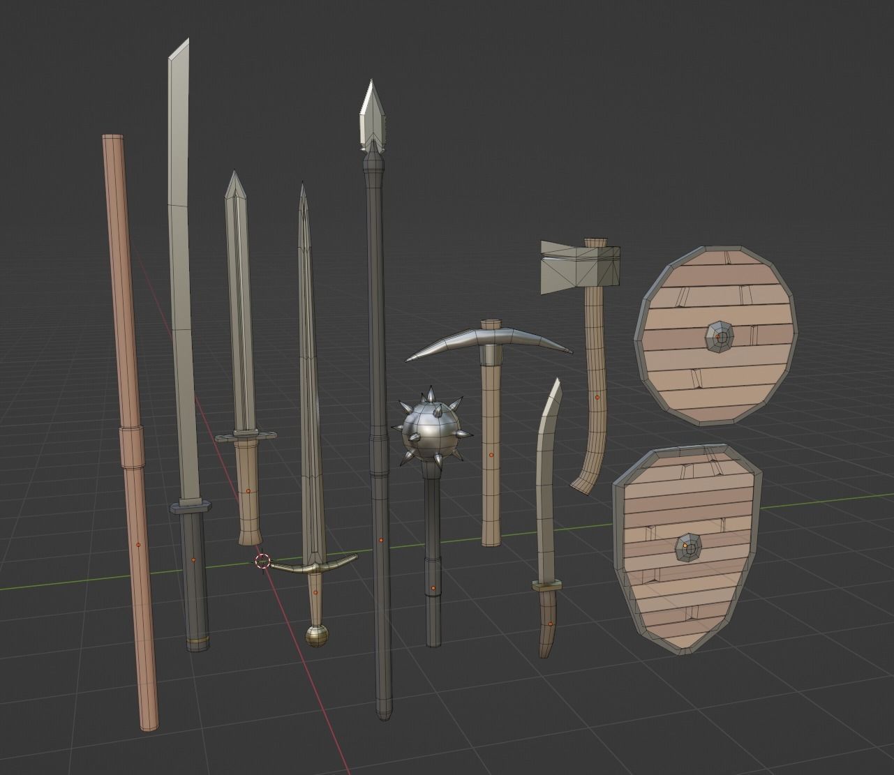 3D model Low Poly Weapons Swords and Axes Plus VR / AR / low-poly ...