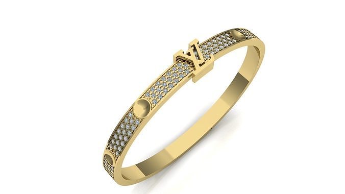 Louis Vuitton Pave Diamonds bangle 3D model rigged | CGTrader