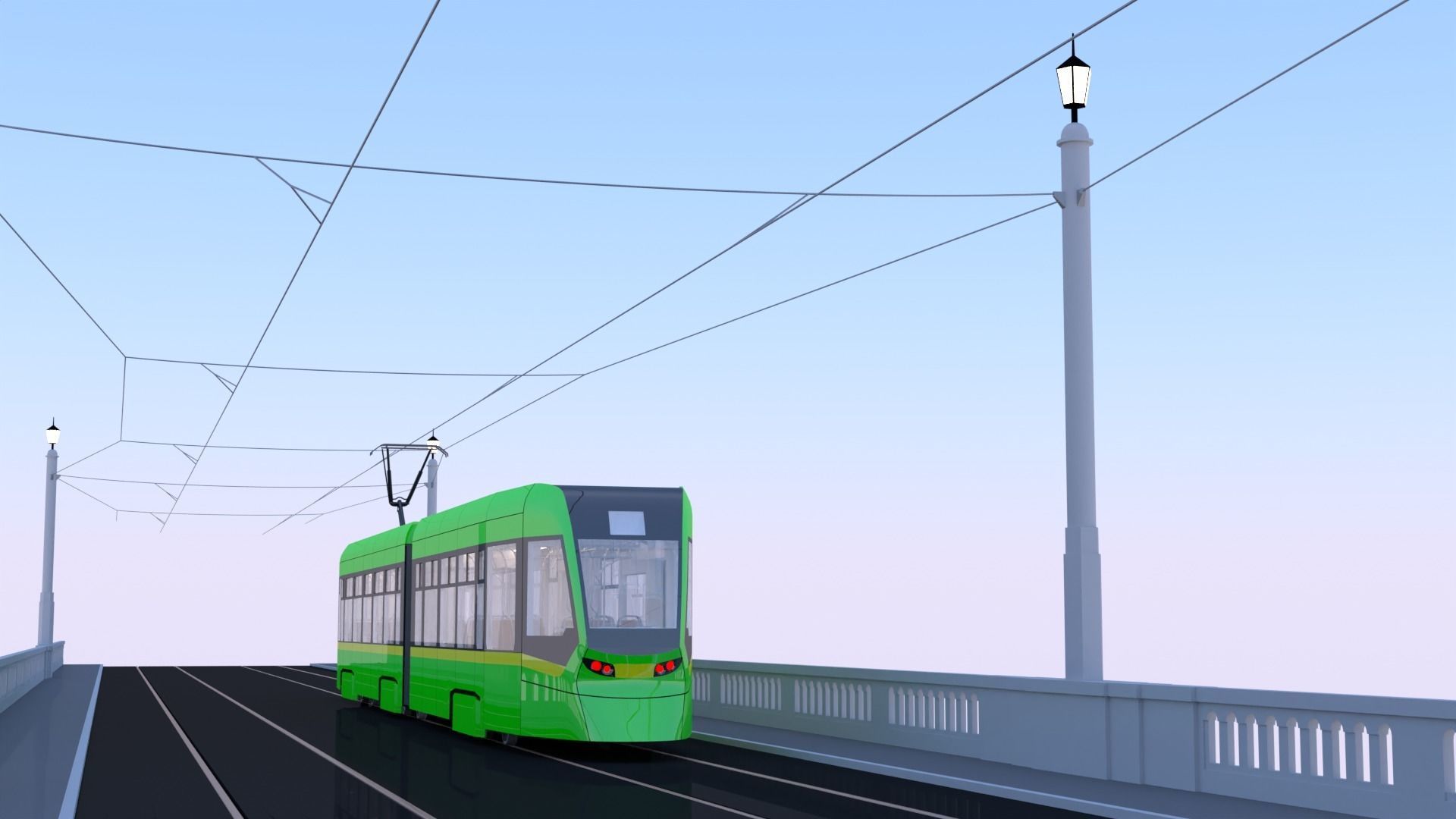 Bridge with Stadler tram 3D model | CGTrader