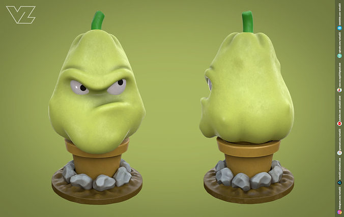 3D model Plants vs Zombies - Squash - 7 File Types - PBR Material VR ...