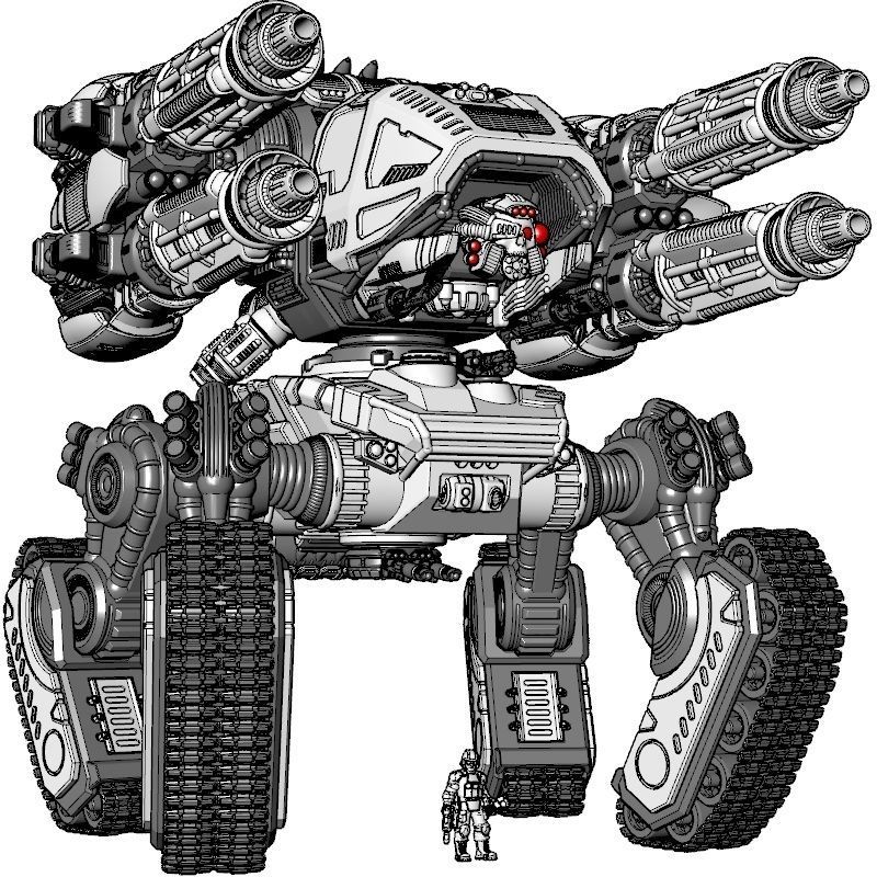 Project Gigante B - 28mm Super Heavy Fire Support Mech 3D model 3D ...
