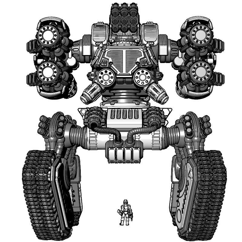 Project Gigante B - 28mm Super Heavy Fire Support Mech 3D model 3D ...