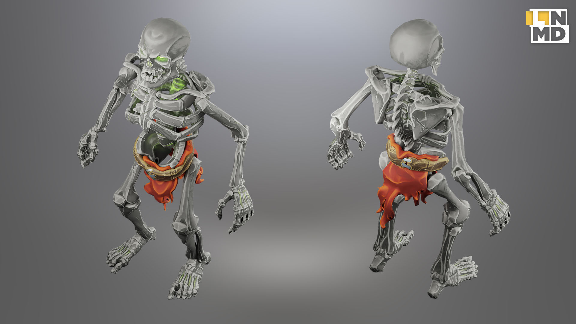 3D model Game ready Skeleton character with 24 animations VR / AR / low ...