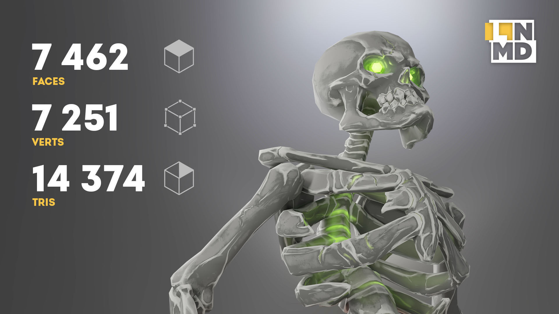 3D model Game ready Skeleton character with 24 animations VR / AR / low ...