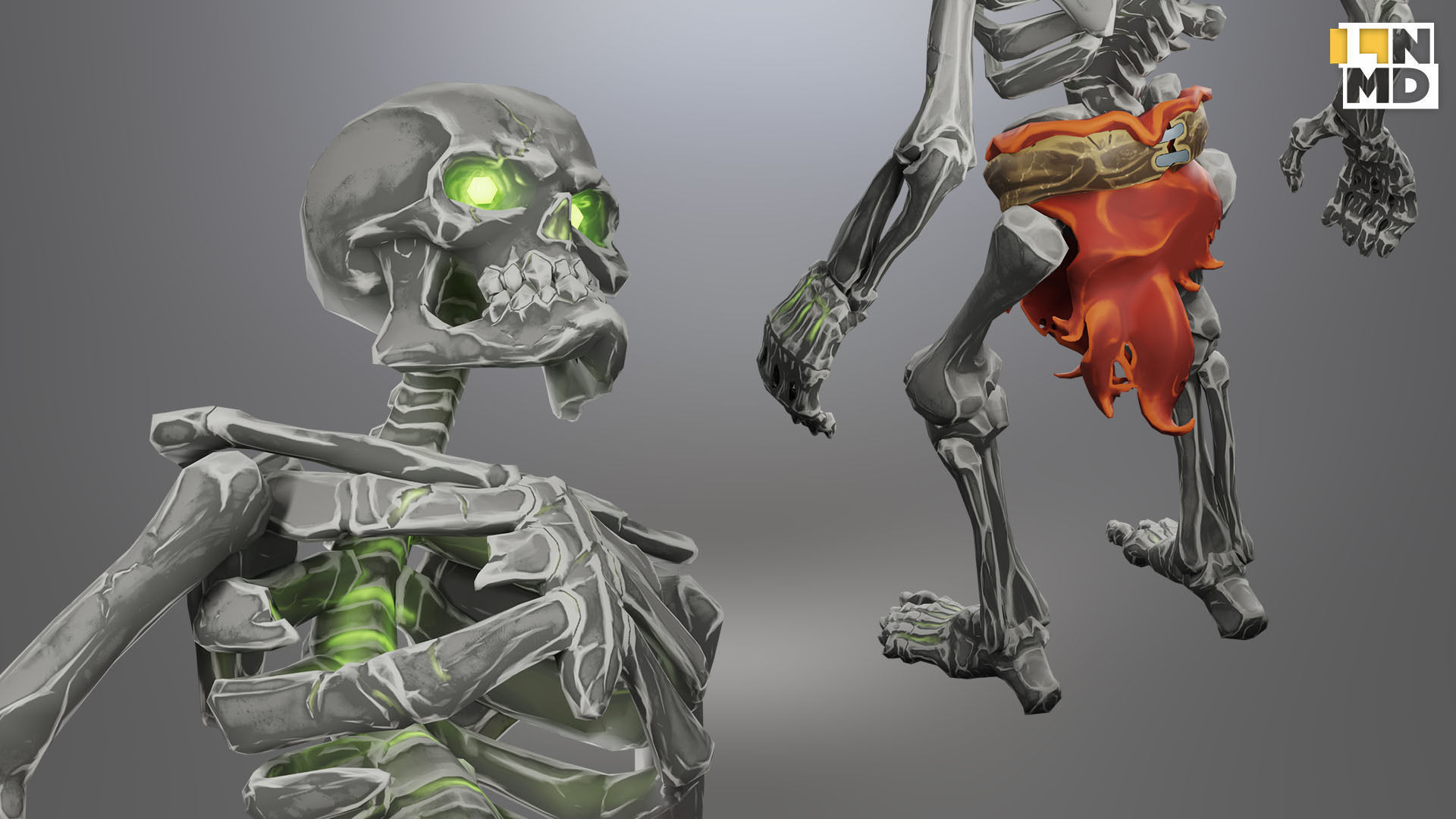 3D model Game ready Skeleton character with 24 animations VR / AR / low ...