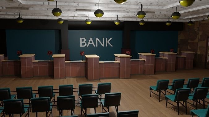3D model Bank Interior VR / AR / low-poly | CGTrader