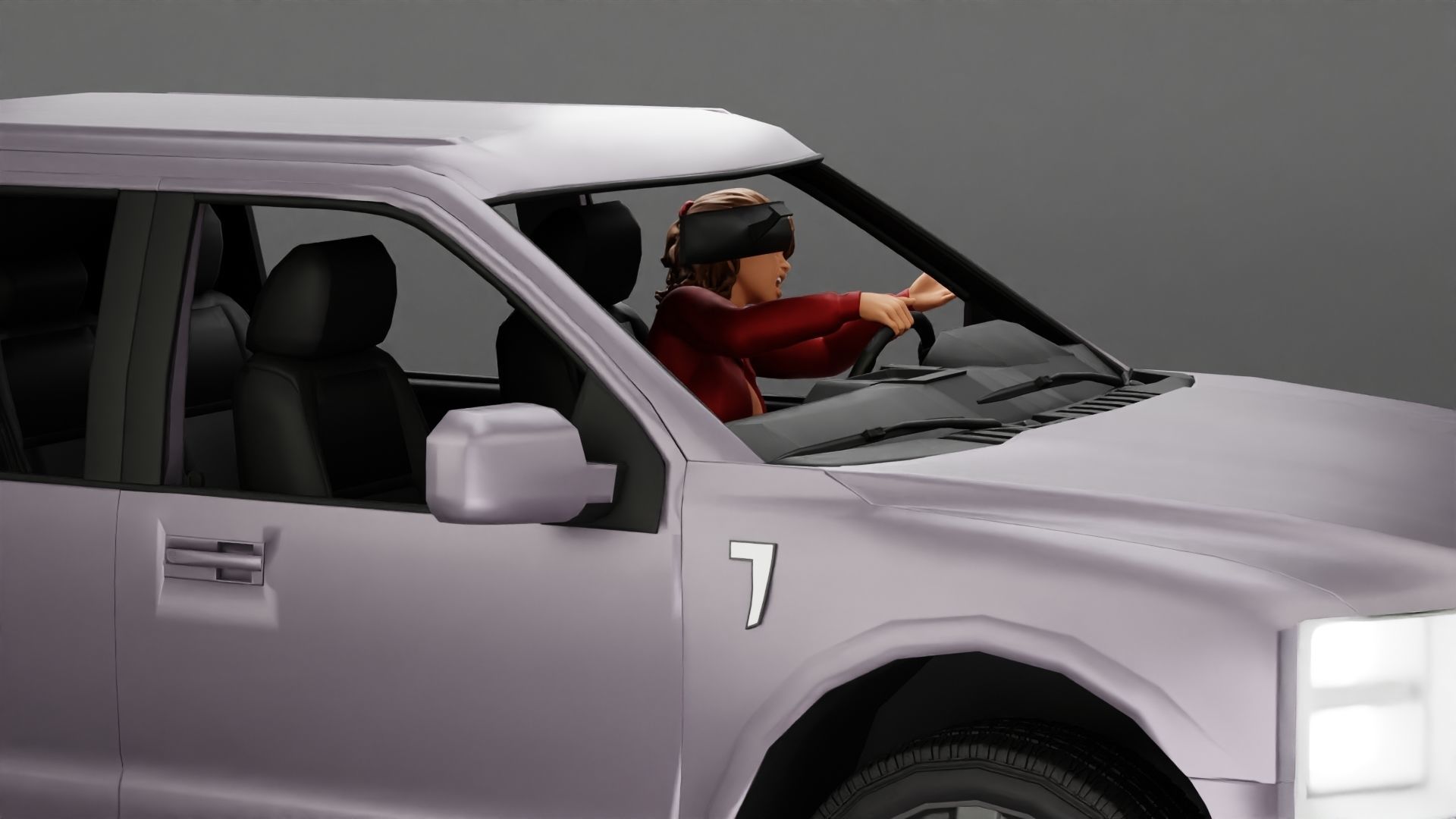 Angry Young Woman in mini shirt screaming In The Car 3D model 3D ...