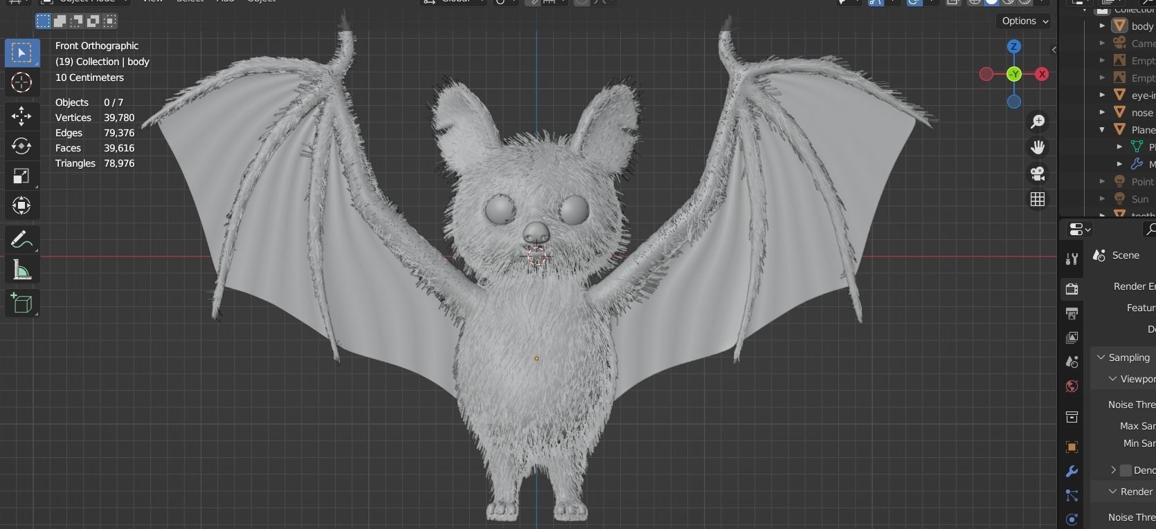 Cartoon Bat 3D Model low poly with fur 3D model | CGTrader
