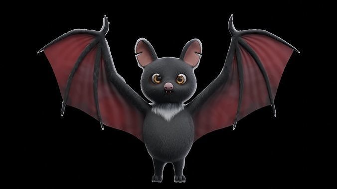 Cartoon Bat 3D Model low poly with fur 3D model | CGTrader