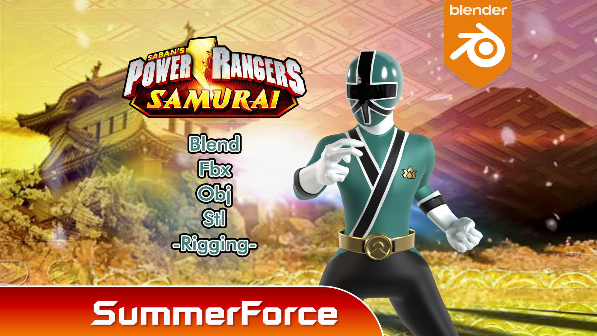 Green Samurai Ranger - Power Rangers Samurai 3D model rigged | CGTrader