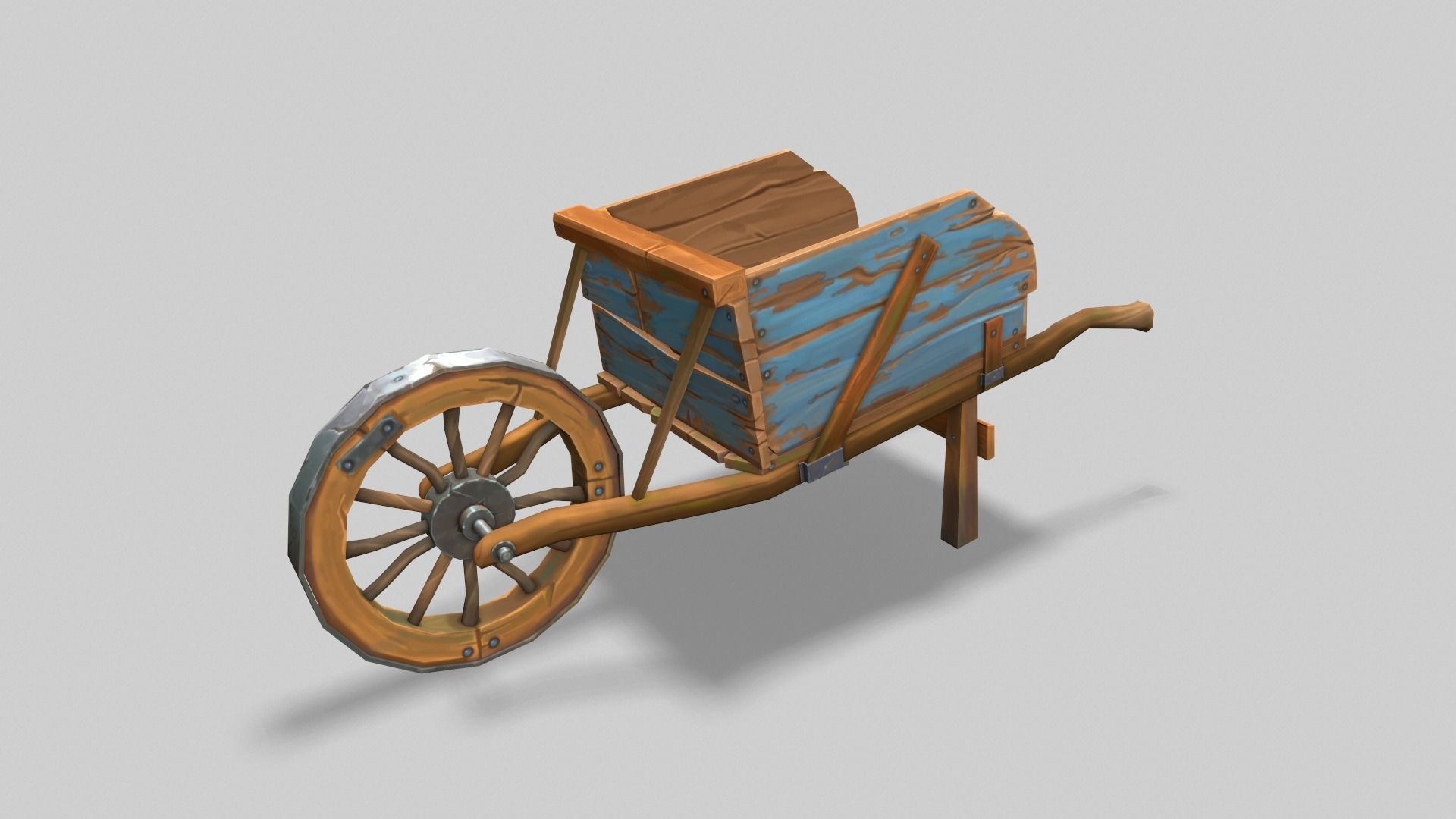 3D model Low poly stylized wood cart with handpainted textures VR / AR / low-poly | CGTrader