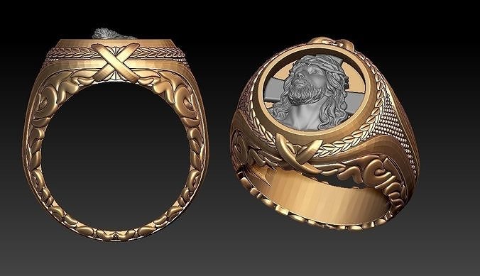 Jesus head Ring 3D model 3D printable | CGTrader