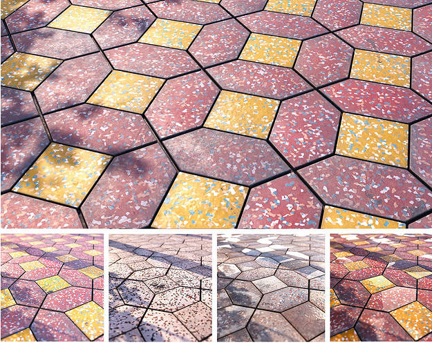 stone walkway paving 3d model - set 002 3D model | CGTrader