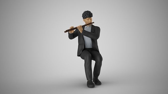 Man Playing Flute 3D model 3D printable | CGTrader