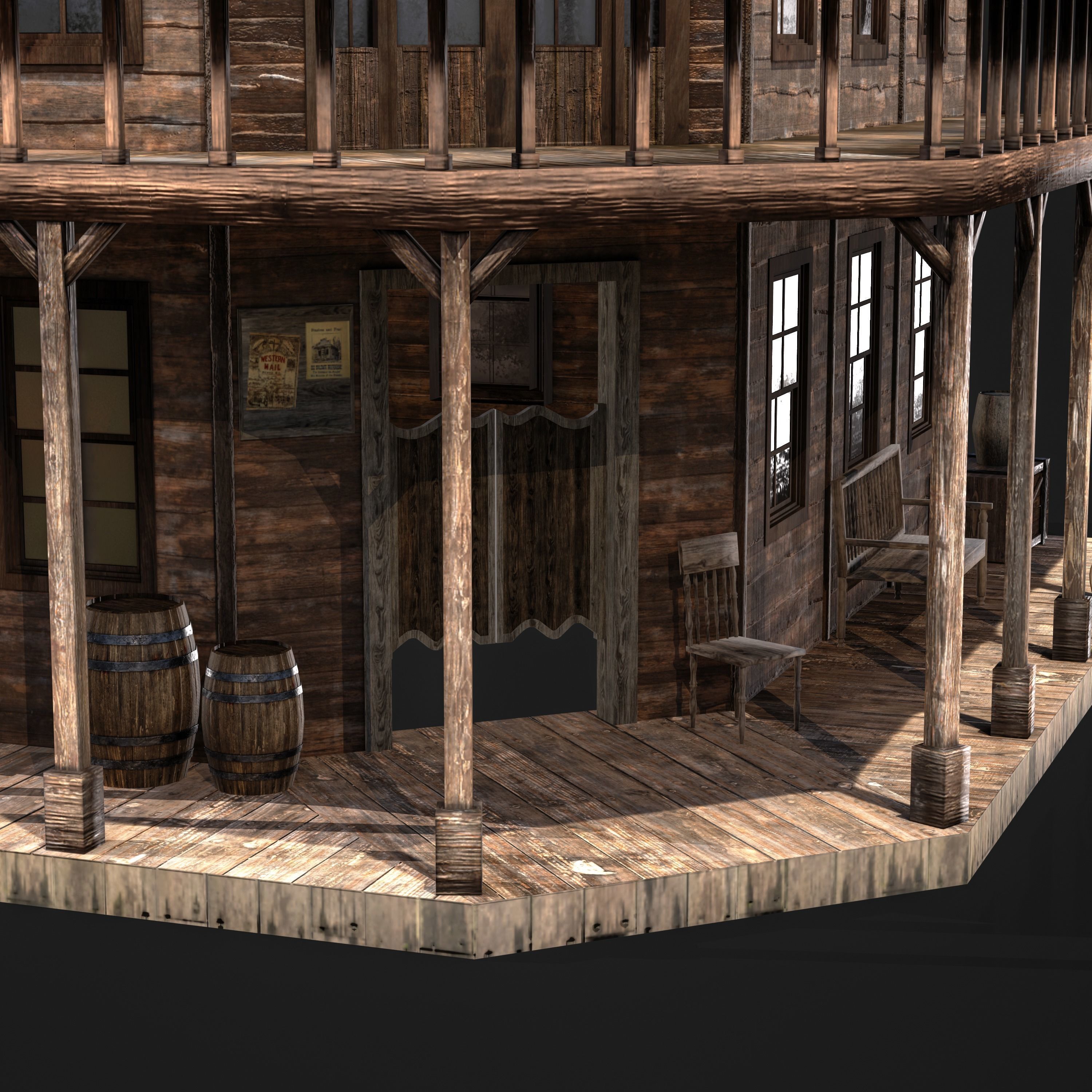 3D model WESTERN BUILDING 001 VR / AR / low-poly | CGTrader