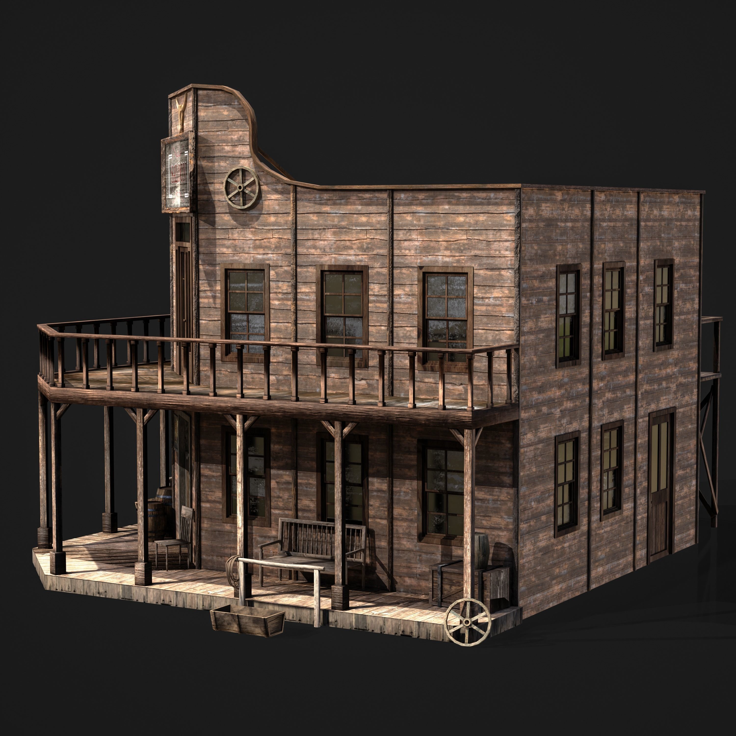 3D model WESTERN BUILDING 001 VR / AR / low-poly | CGTrader