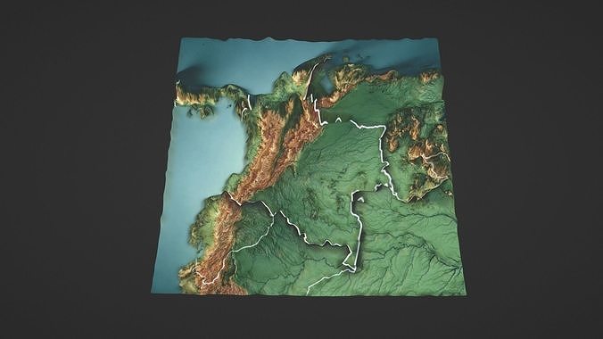 3D model Colombia Map Topography VR / AR / low-poly | CGTrader