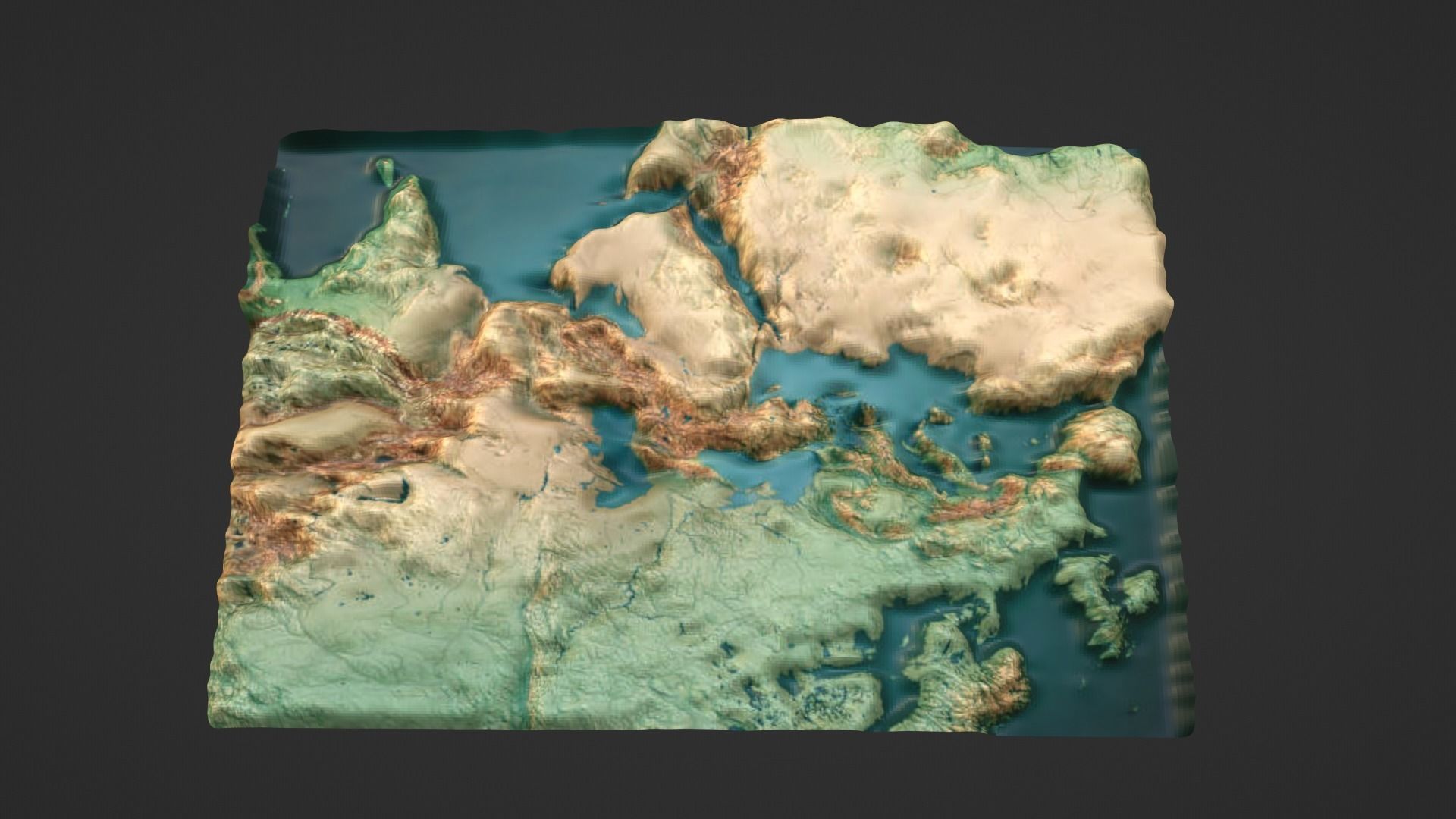 3D model Europe India Middle East Map Topography VR / AR / low-poly ...