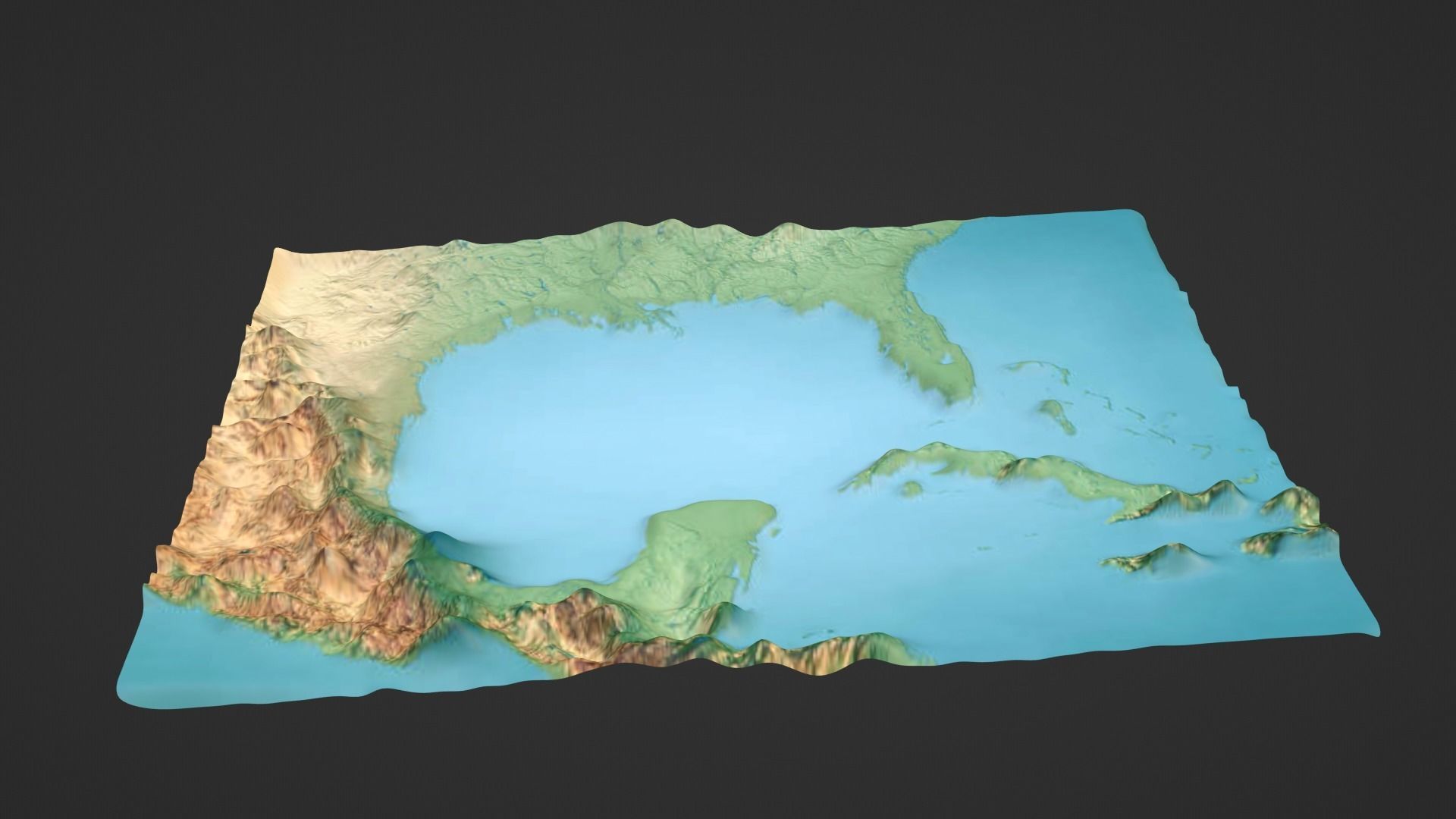 3D model Gulf Of Mexico Map Topography VR / AR / low-poly | CGTrader