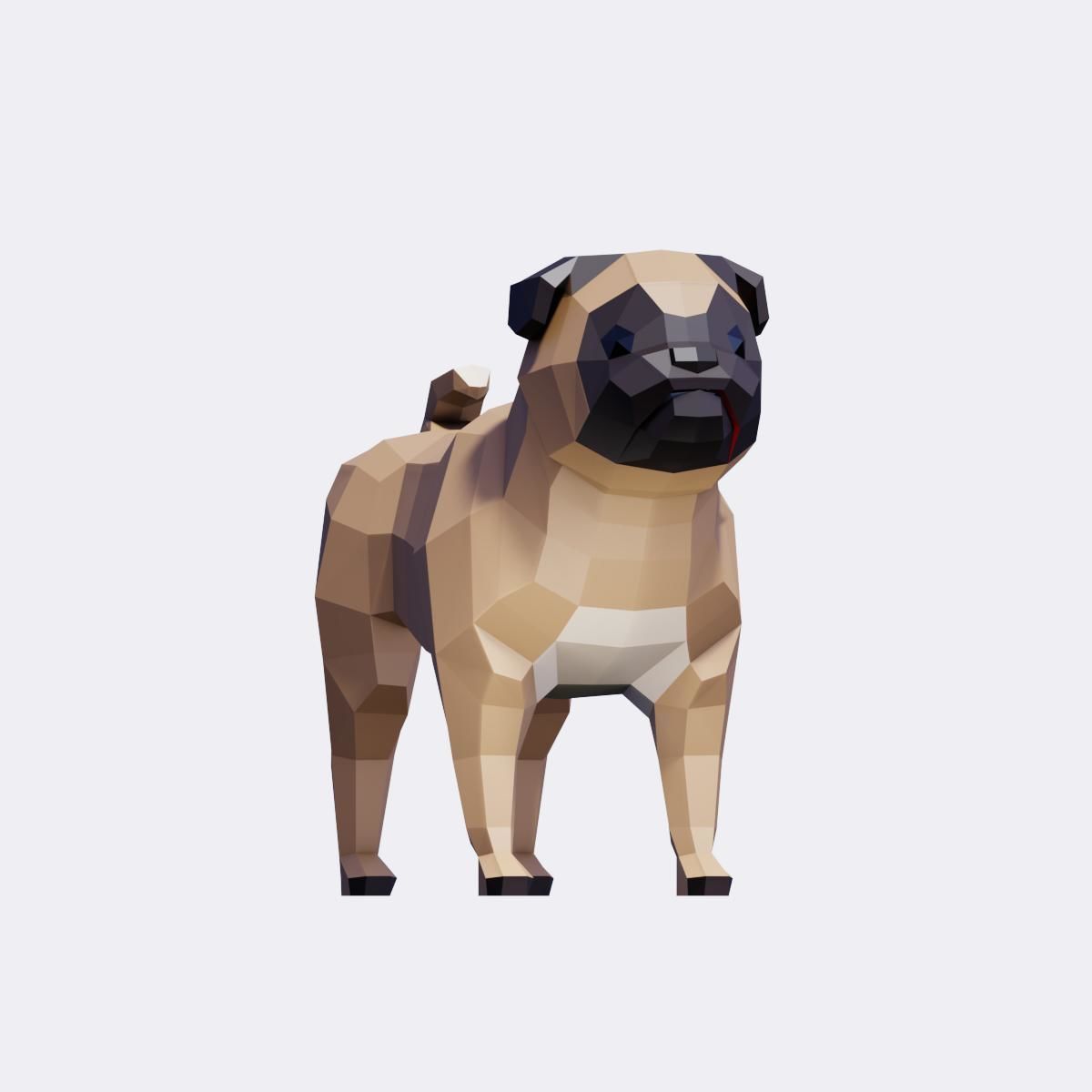3D model Low Poly Pug Dog VR / AR / low-poly | CGTrader