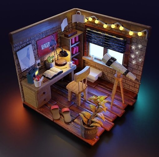 Lo-Fi Room 3D model | CGTrader