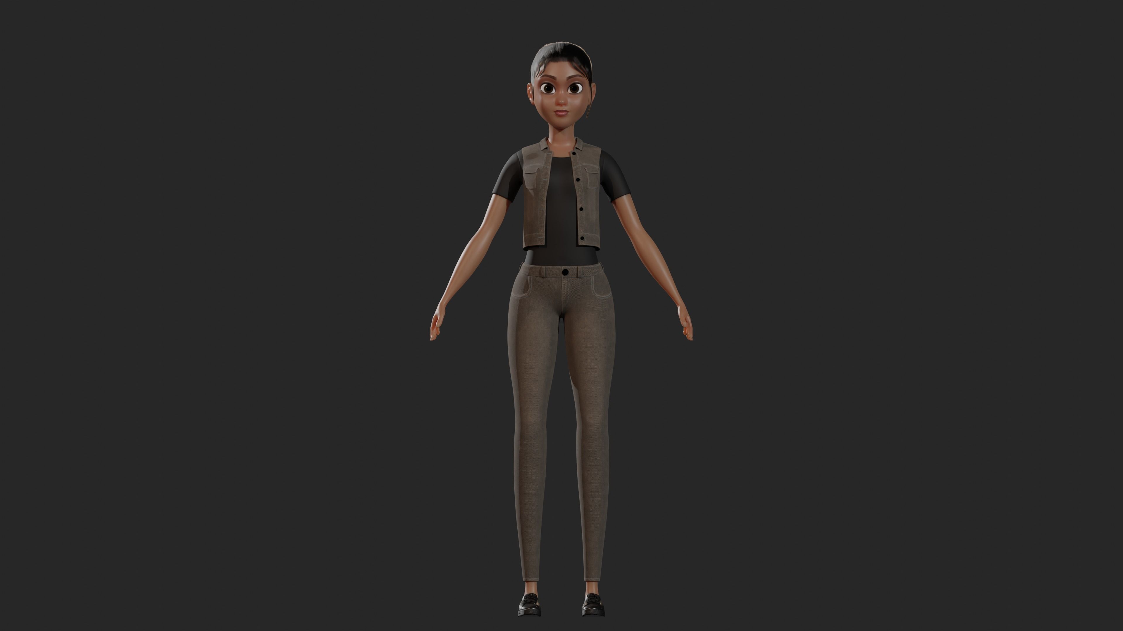 3D model Black Girl Cartoon Character Celia VR / AR / low-poly | CGTrader