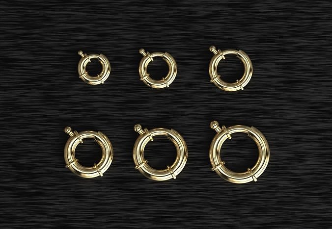 SPRING LOCK CLASP SAILOR LOBSTER 6 SIZE SET PACK 3D model 3D printable ...