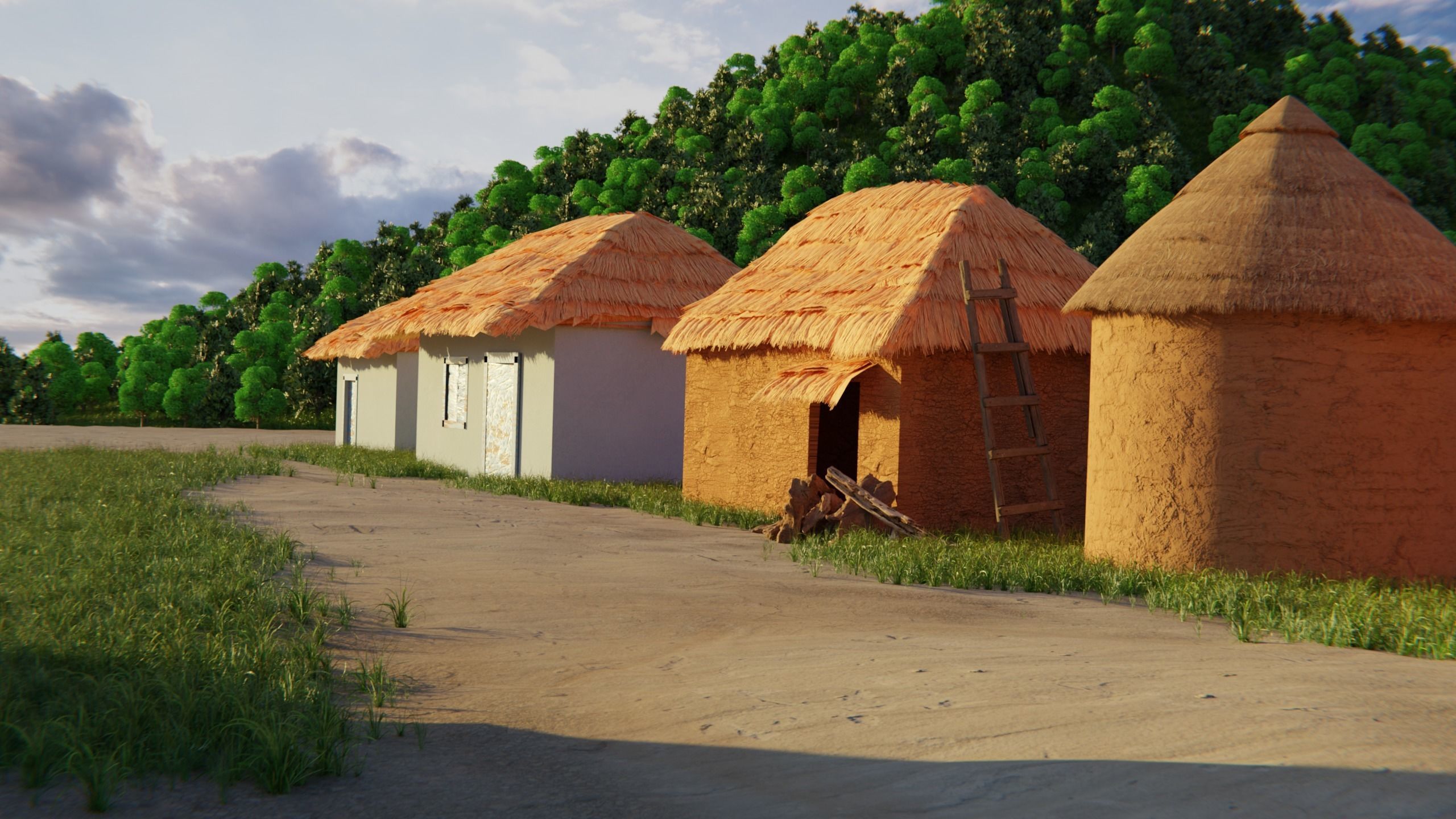 Exterior Landscape Village Scene 3D model | CGTrader