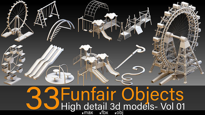 33 Funfair Objects- Vol 01- High detail 3d models 3D model | CGTrader
