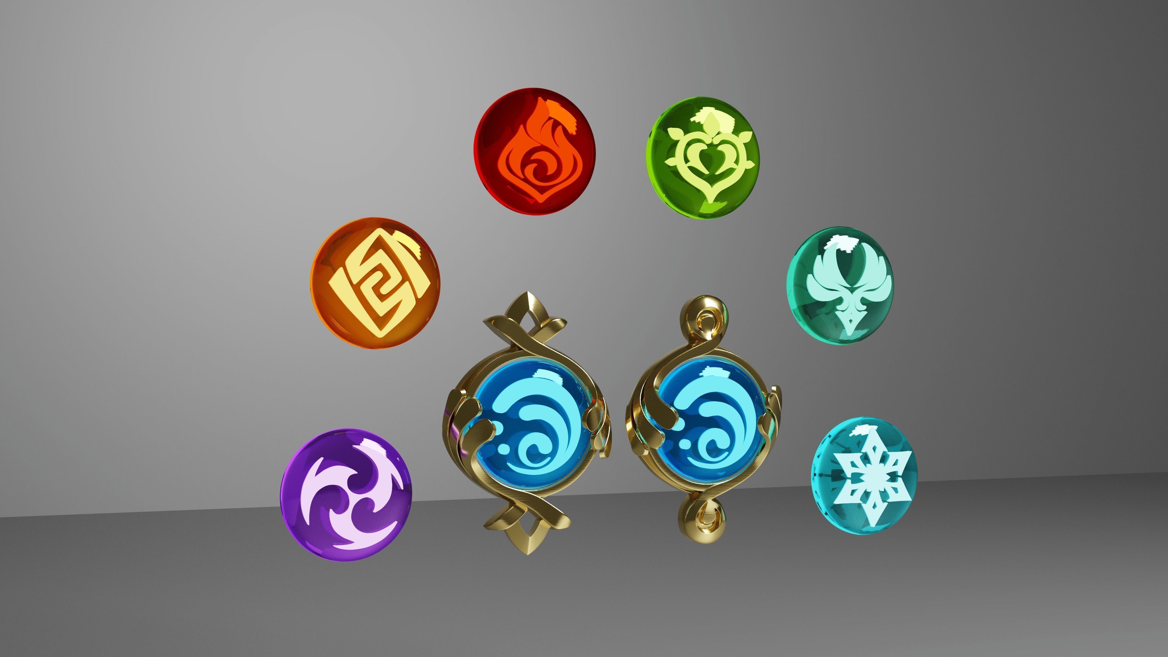 Fontaine Vision Set - Pneuma and Ousia - Genshin Impact 3D model 3D ...