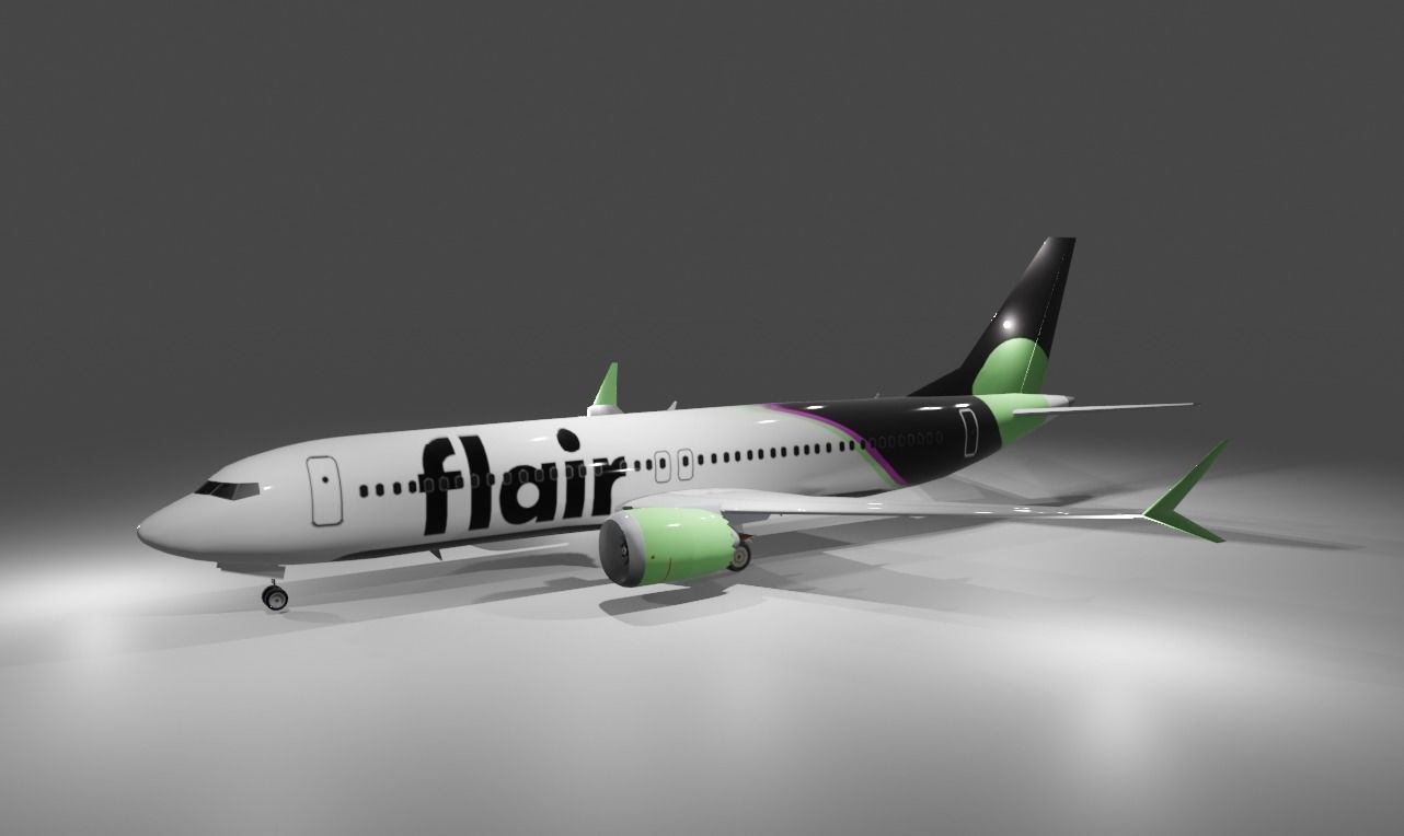 3D model Flair airlines Boeing 737 max 8 3d model with cockpit VR / AR ...