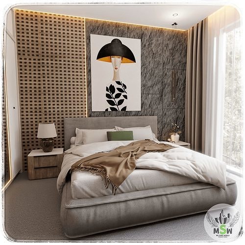 Bedroom 8 Blender Scene 3D model rigged | CGTrader