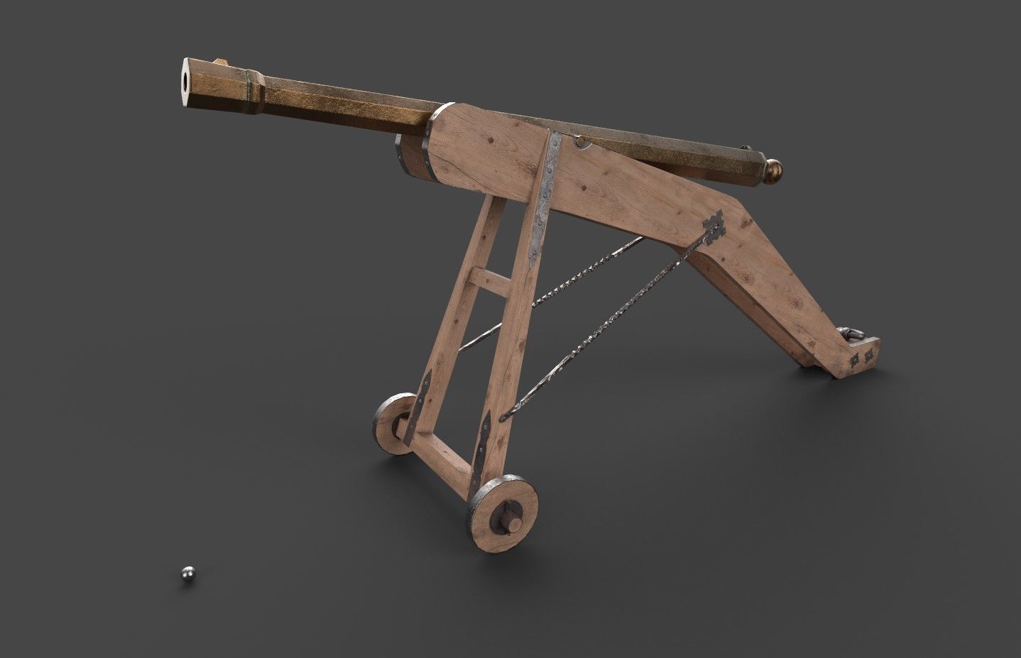 3D model Medieval 16th century falconet cannon on mount VR / AR / low ...
