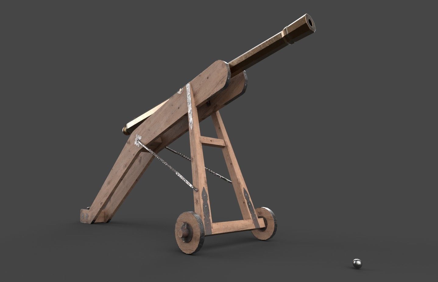 3D model Medieval 16th century falconet cannon on mount VR / AR / low ...