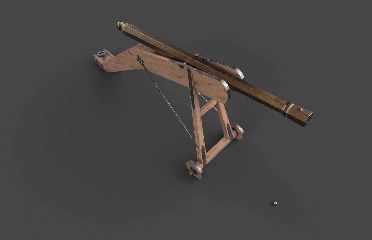 3D model Medieval 16th century falconet cannon on mount VR / AR / low ...