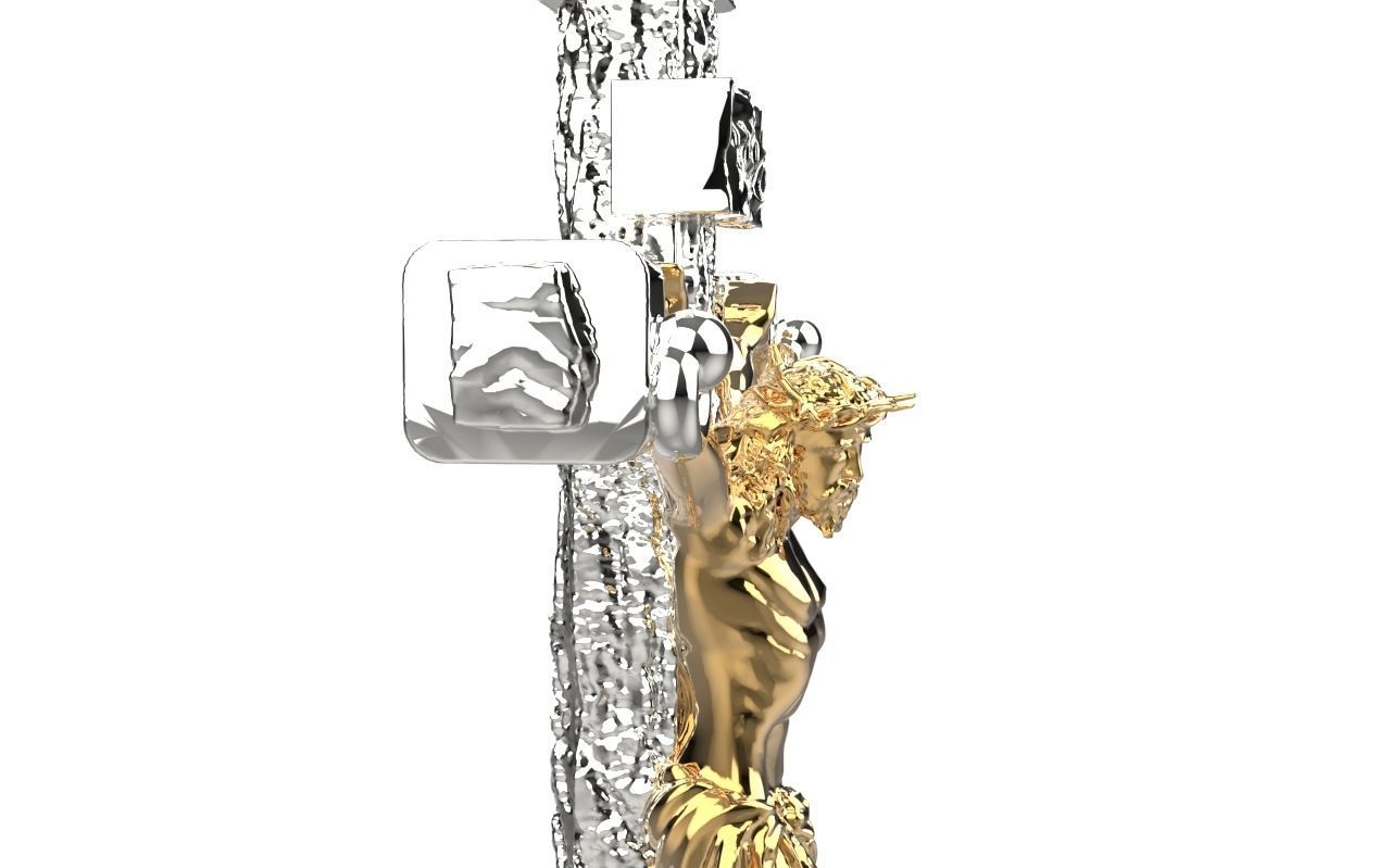 gold cross with wood texture 3D model 3D printable | CGTrader